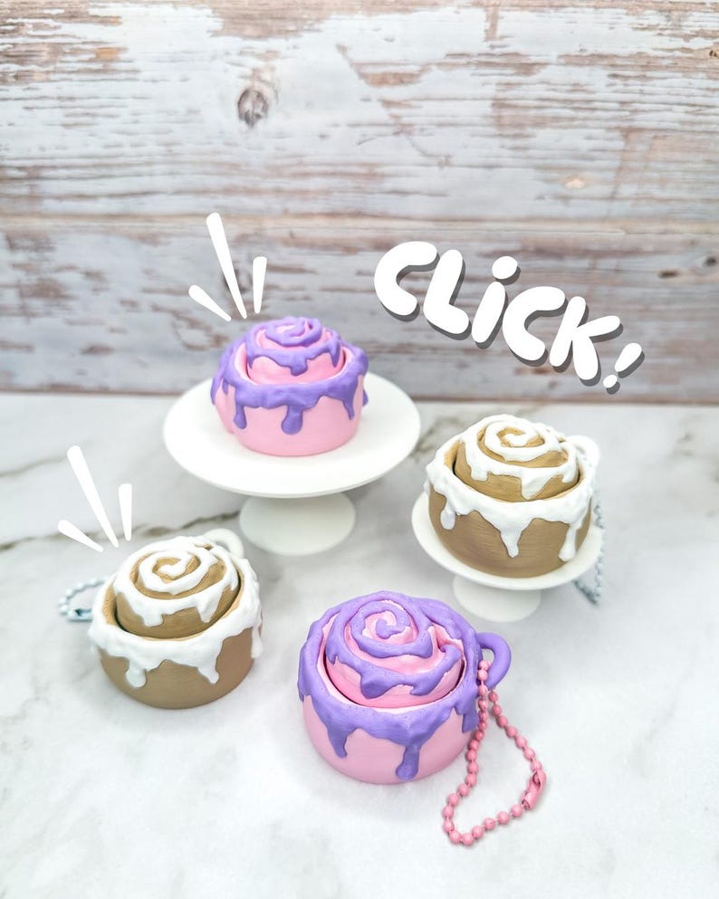 Cute Cinnamon Roll Clicker | 3D Printed Fidget Stim | Yummy Adorable ...