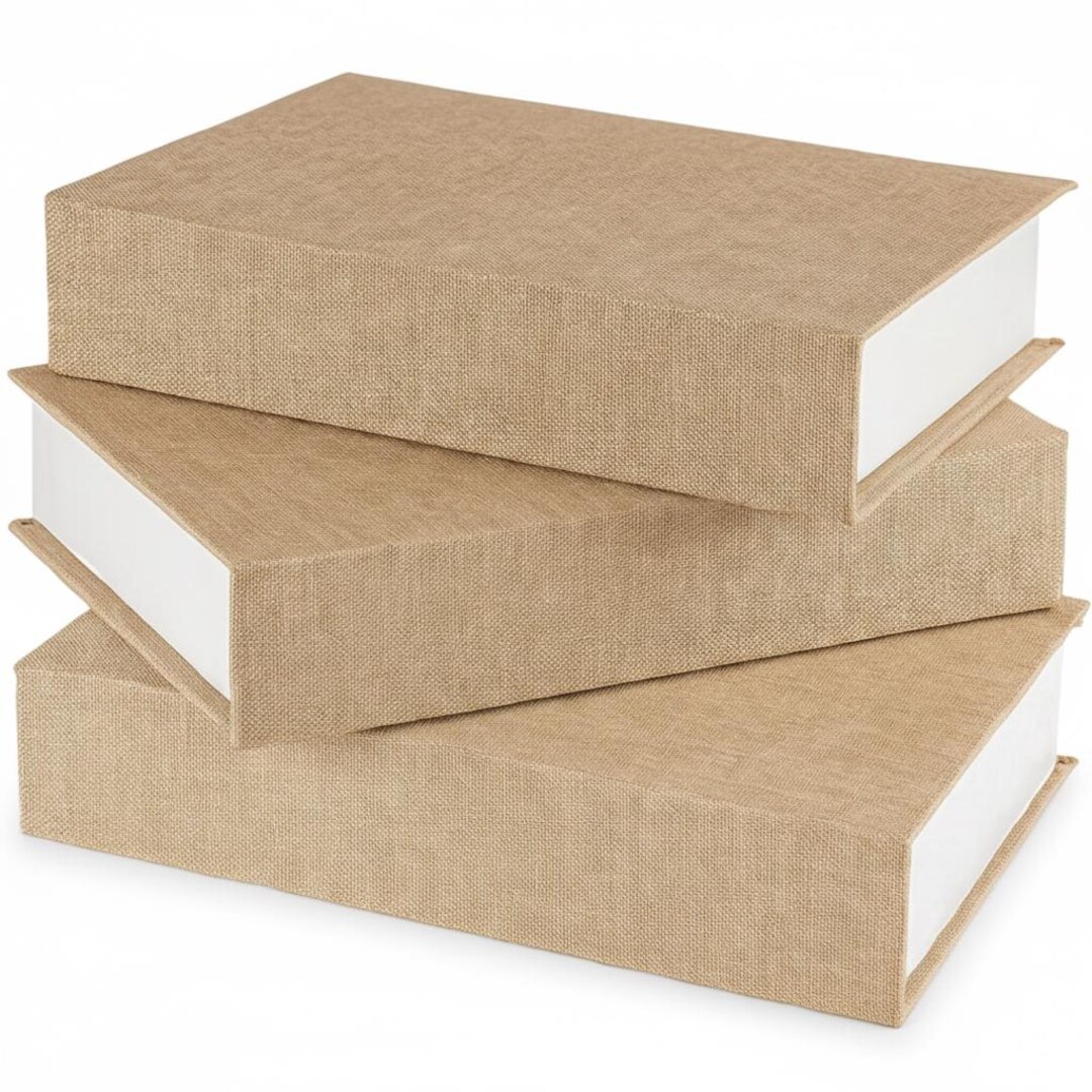 Set of 3 Modern Faux Book Storage Boxes | Decorative Shelf & Office ...