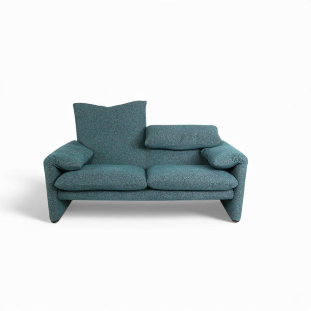 Blue Fabric Sofa – Two-seater Lounge – Soft & Cozy - Etsy