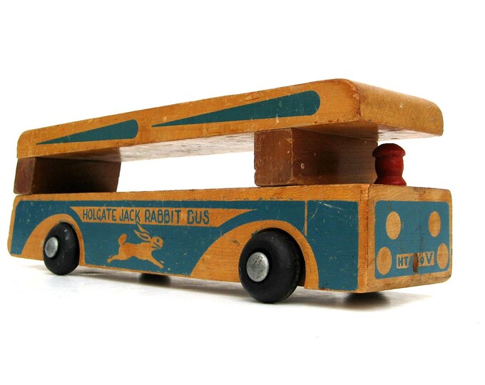 Antique Wooden Bus Pull Toy Holgate Jack Rabbit Bus 1940s - Etsy