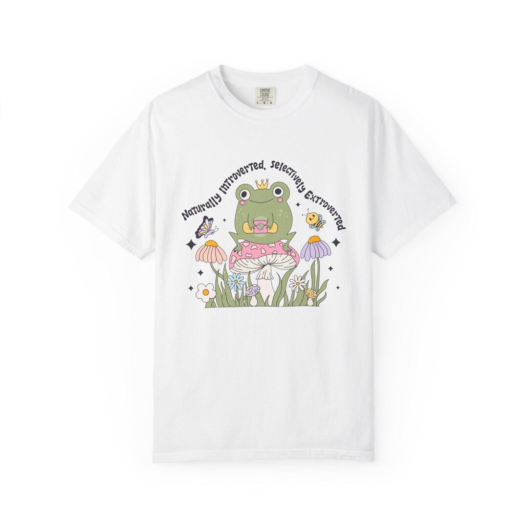 Introverted Extrovert Frog Illustration T-shirt | Cute Frog, Flowers ...