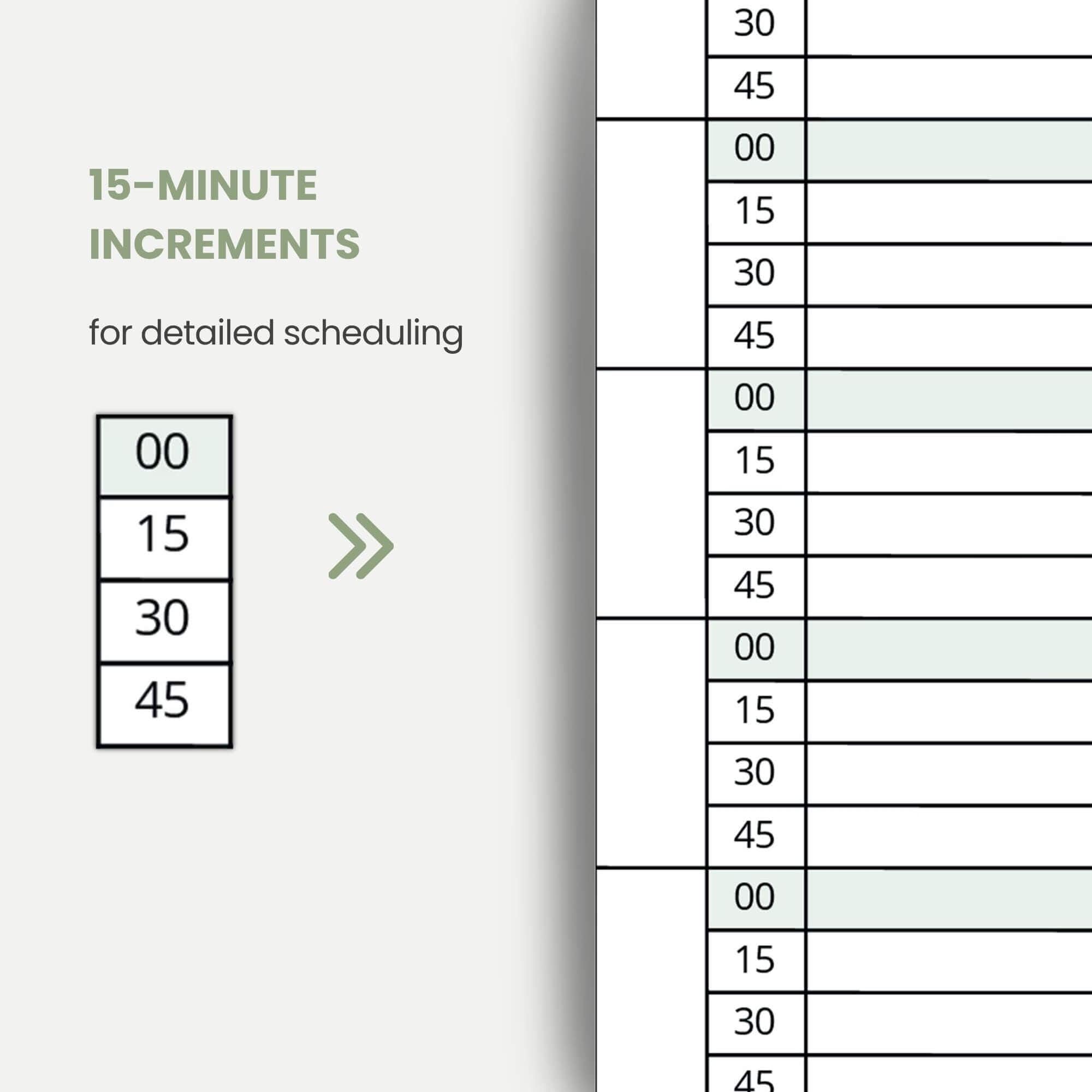 15 Minute Weekly Planner, Time Blocking Planner, 15 Minute Interval ...