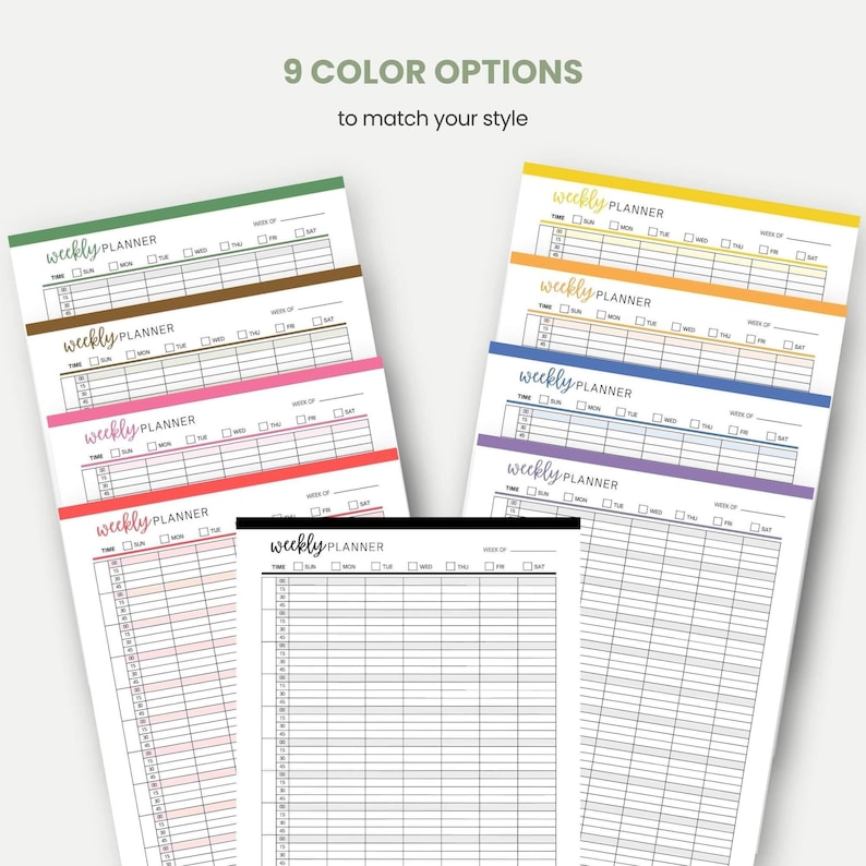 15 Minute Weekly Planner, Time Blocking Planner, 15 Minute Interval ...