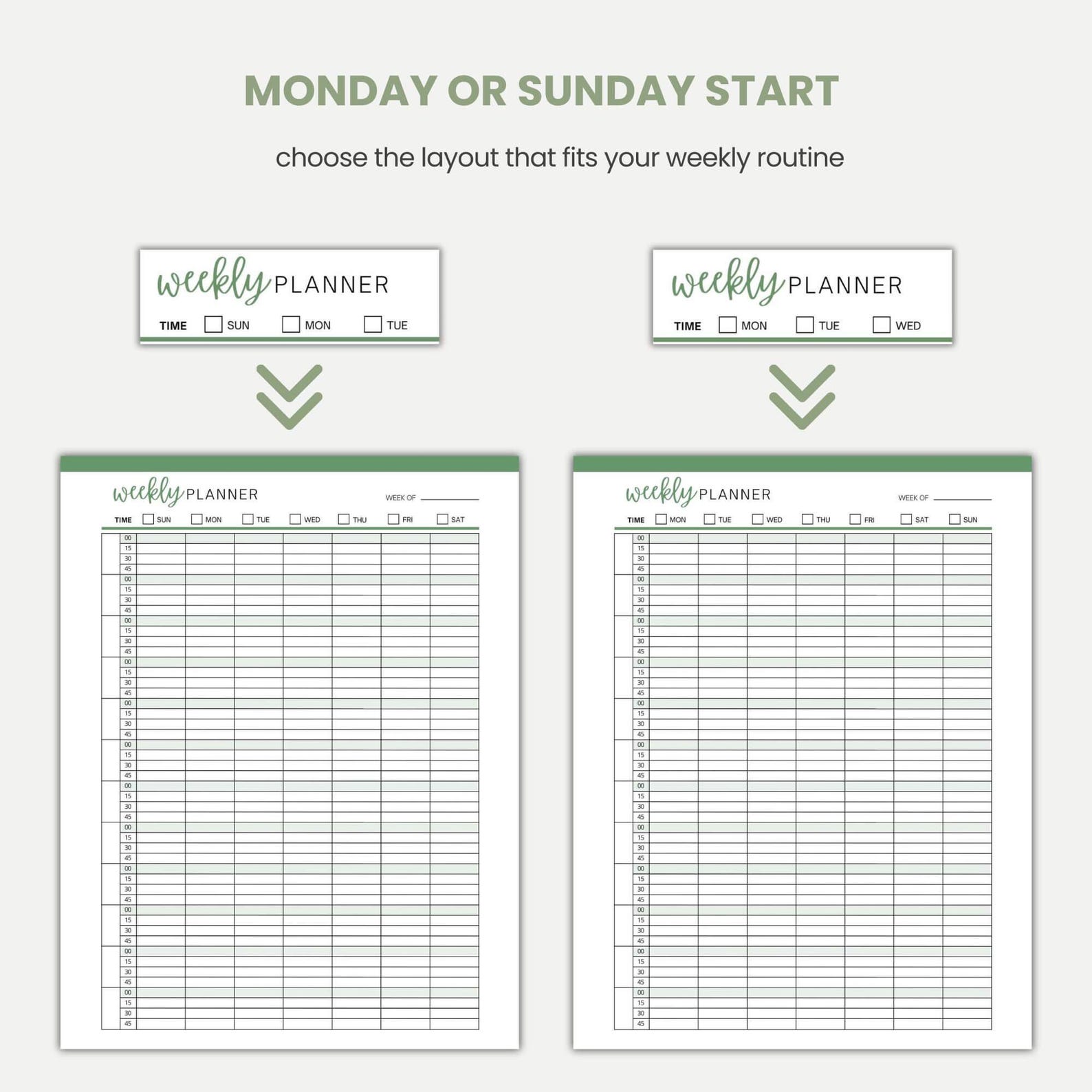 15 Minute Weekly Planner, Time Blocking Planner, 15 Minute Interval ...