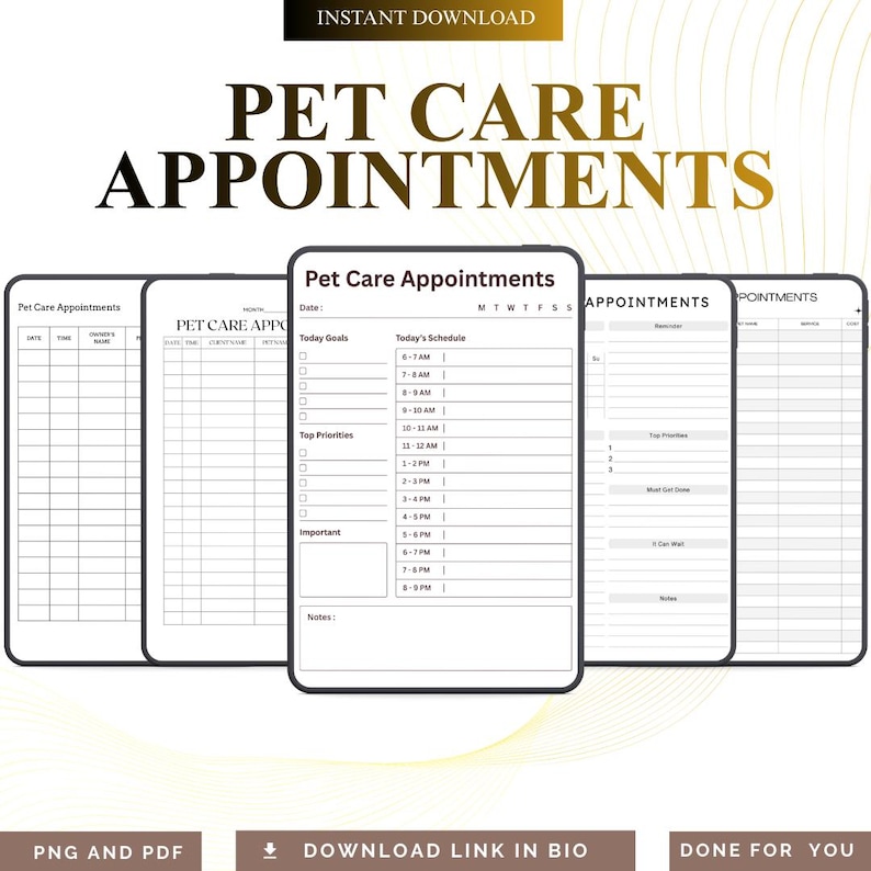 Pet Care Appointments Tracker | Vet, Grooming Schedule Planner (PDF ...