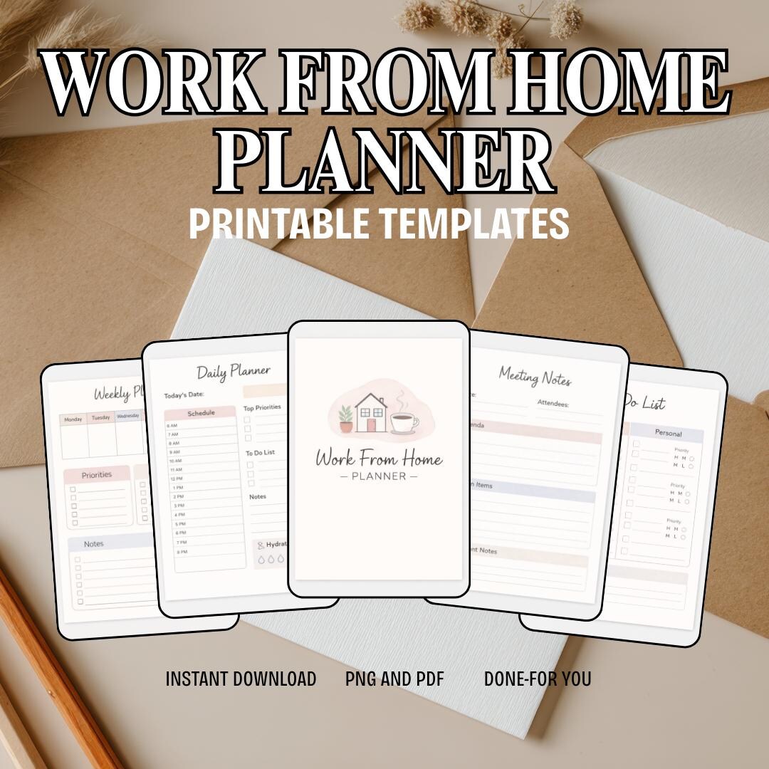 Remote Work Planner: Printable Daily Schedule - Clean Layout - PDF PNG ...