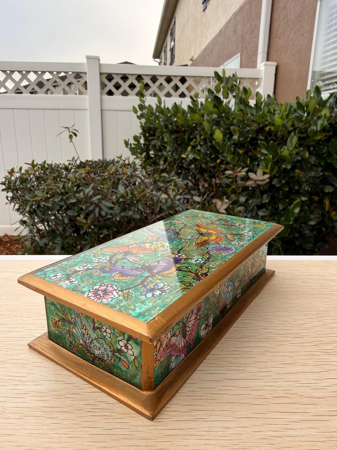 Vintage Nazca Line Wooden Jewelry Box- Hand-painted Peruvian Folk Art ...