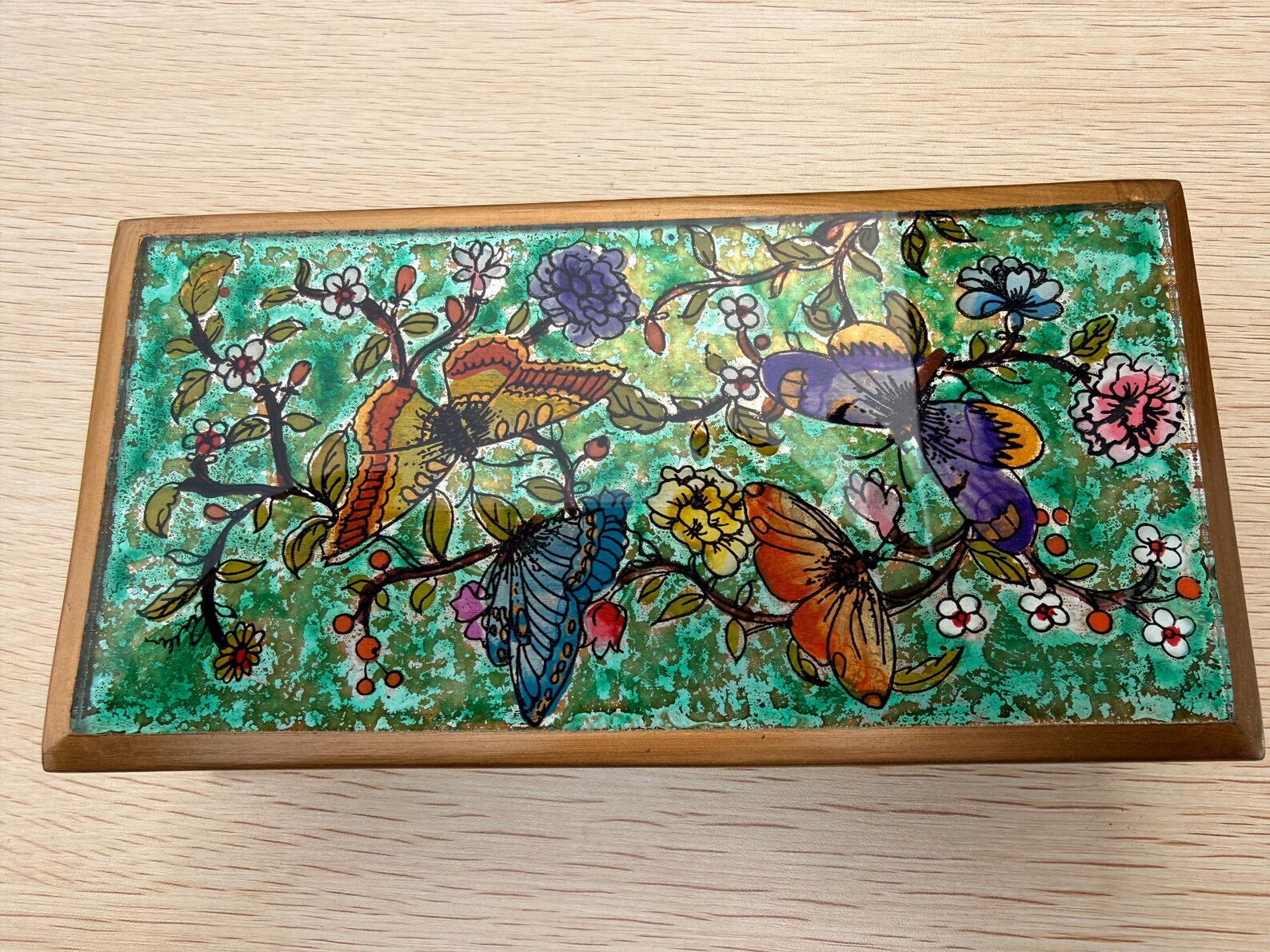 Vintage Nazca Line Wooden Jewelry Box- Hand-painted Peruvian Folk Art ...