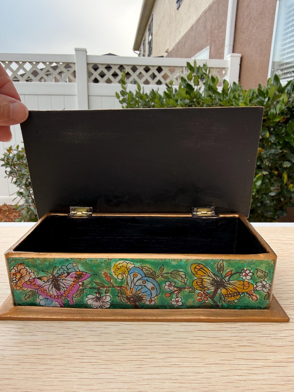 Vintage Nazca Line Wooden Jewelry Box- Hand-painted Peruvian Folk Art ...