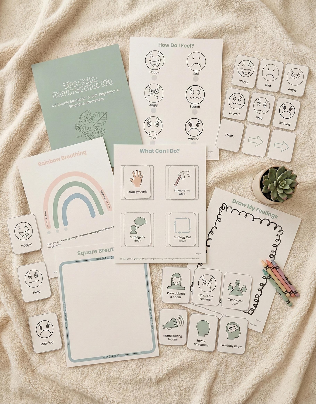 Calm Down Corner Kit | Feelings Chart & Coping Cards (PDF) - Etsy
