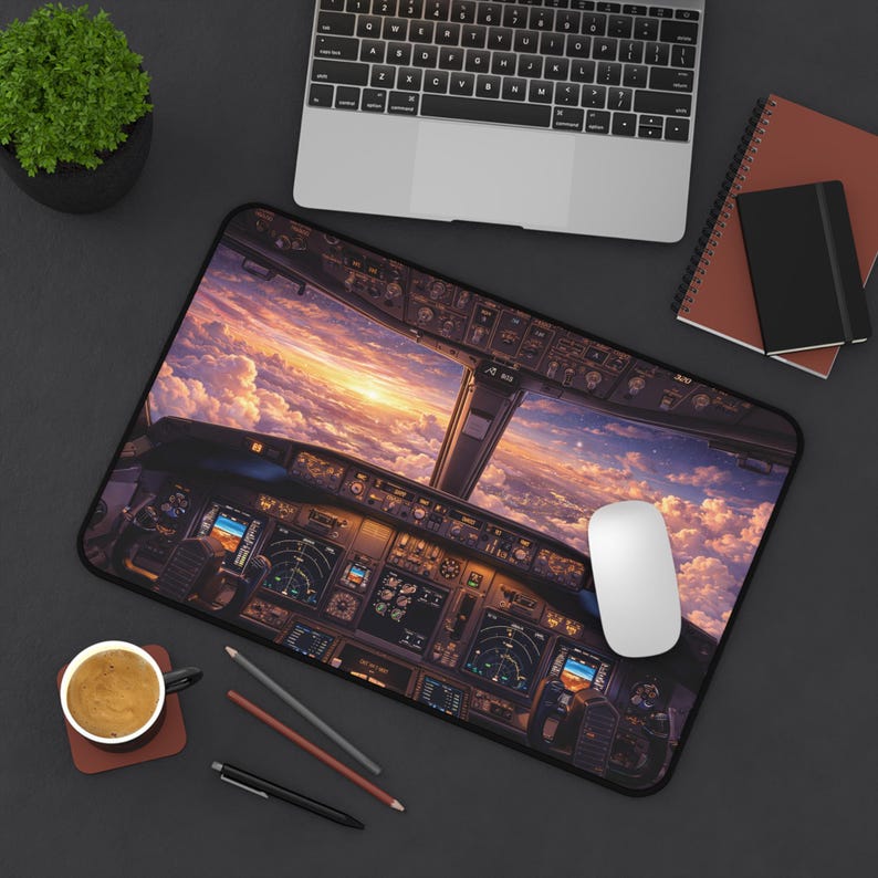Cockpit Sunset Desk Mat | Airplane Flight Deck Mouse Pad - Etsy