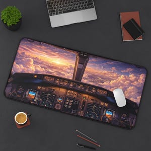 Cockpit Sunset Desk Mat | Airplane Flight Deck Mouse Pad - Etsy