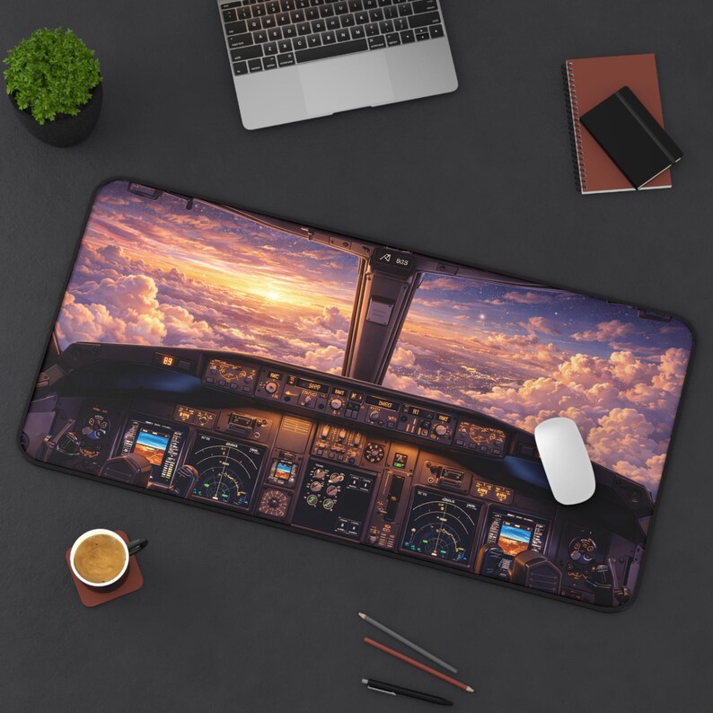 Cockpit Sunset Desk Mat | Airplane Flight Deck Mouse Pad - Etsy
