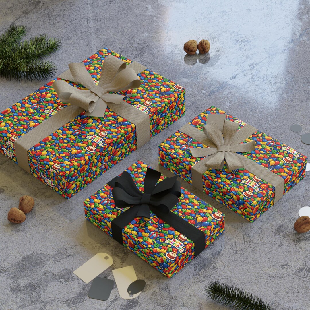 Legos Inspired Kids Birthday Gift Wrapping Paper Roll - Etsy