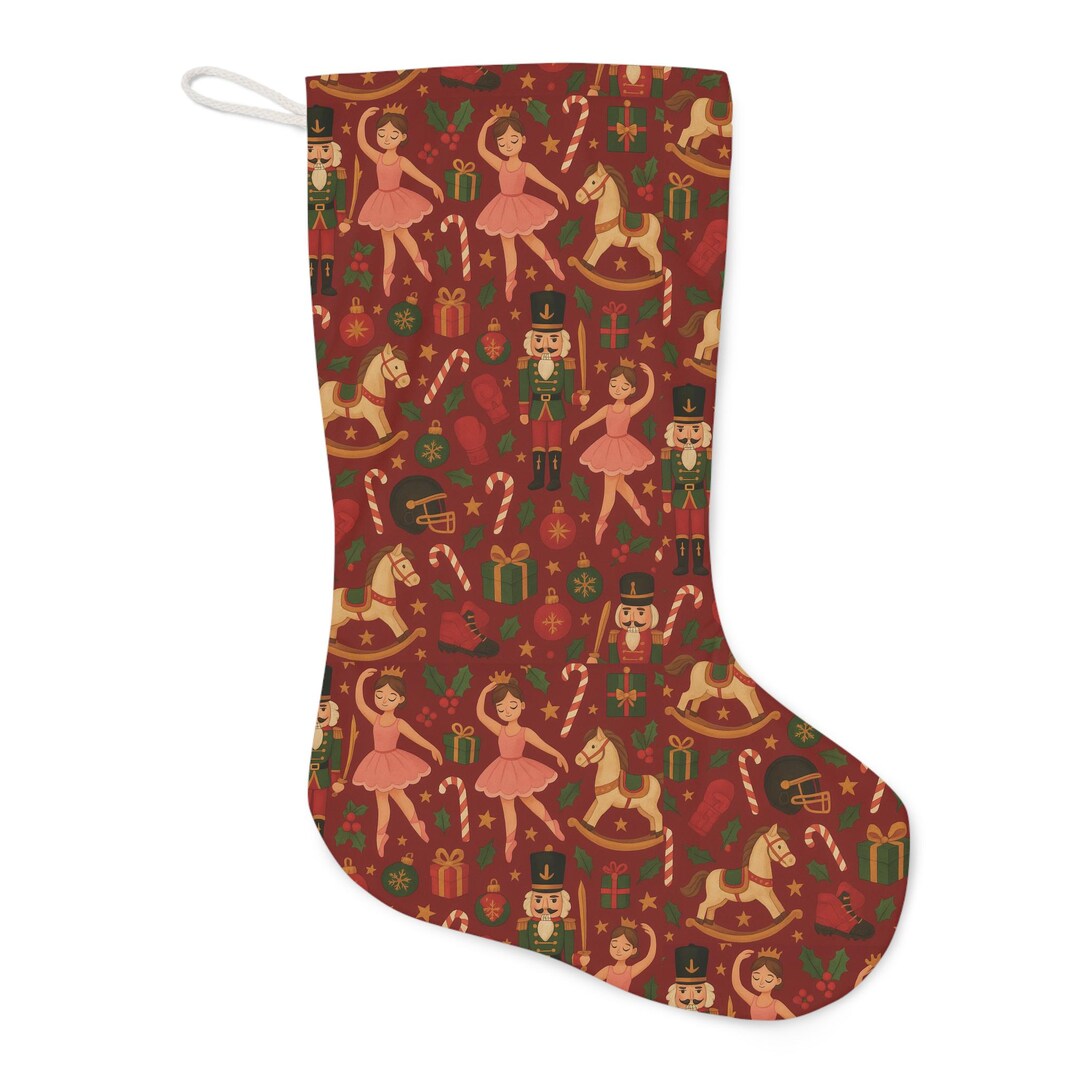 Nutcracker Ballet Pattern Santa Stocking | Christmas Stocking - Etsy