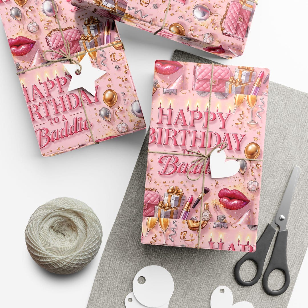Happy Birthday Baddie Gift Wrap | Girly Party Paper - Etsy