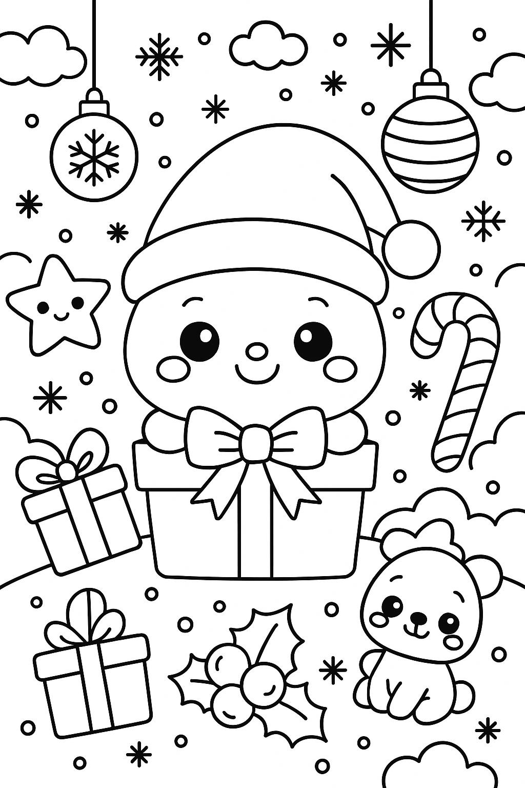 Christmas Coloring Pages- Kawaii Holiday Pack for Kids- 10 Printable ...