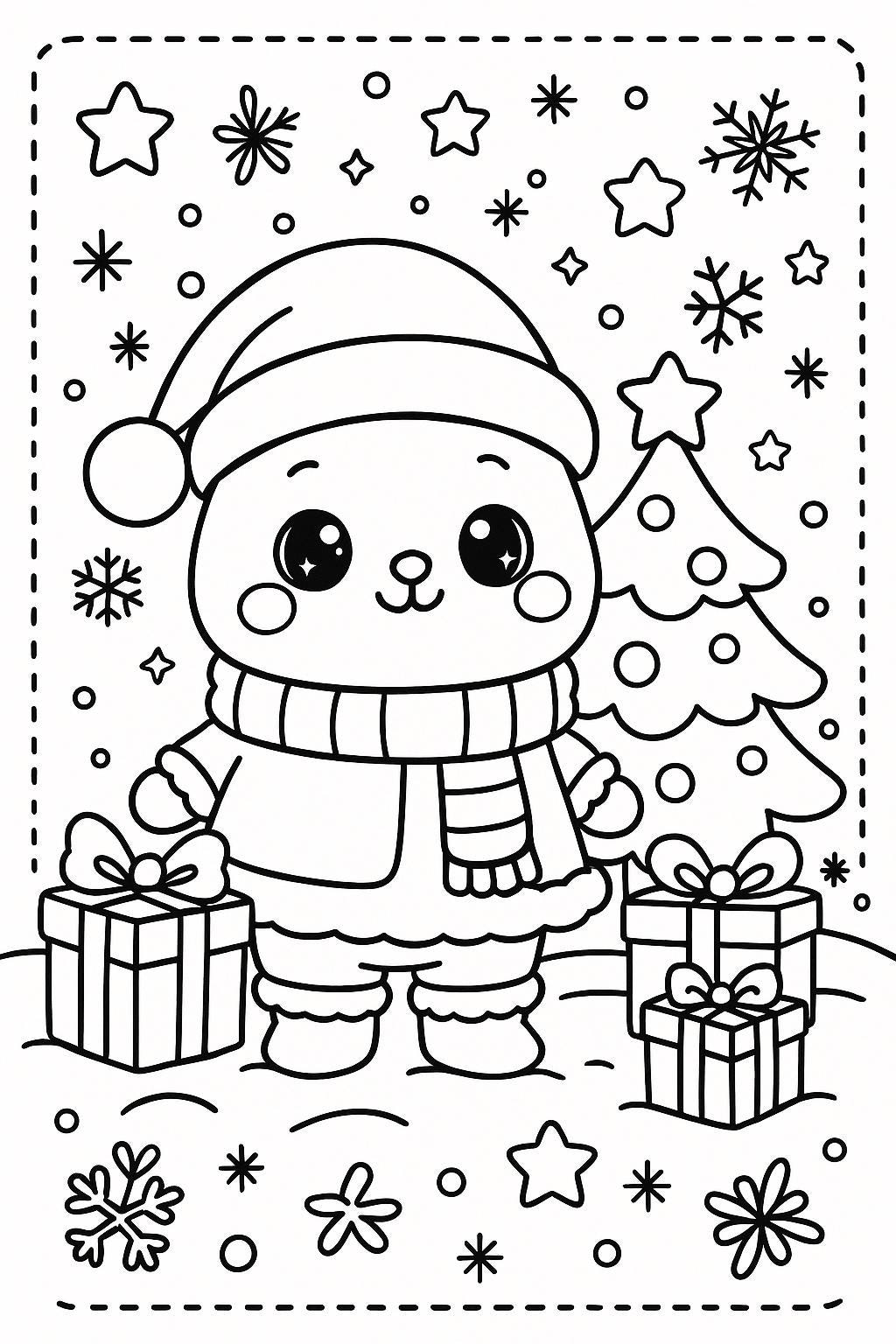 Christmas Coloring Pages- Kawaii Holiday Pack for Kids- 10 Printable ...