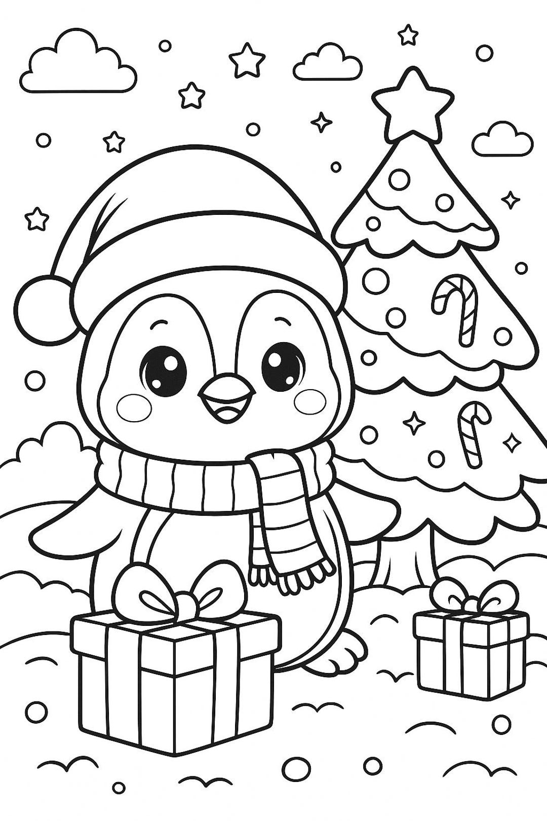 Christmas Coloring Pages- Kawaii Holiday Pack for Kids- 10 Printable ...