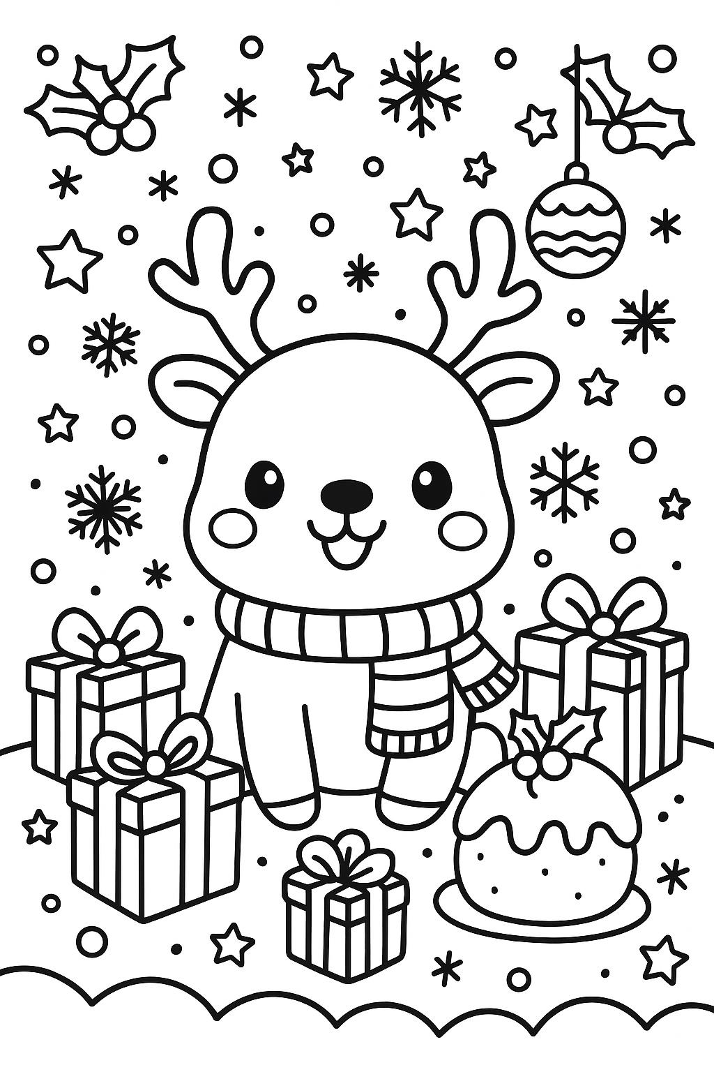 Christmas Coloring Pages- Kawaii Holiday Pack for Kids- 10 Printable ...