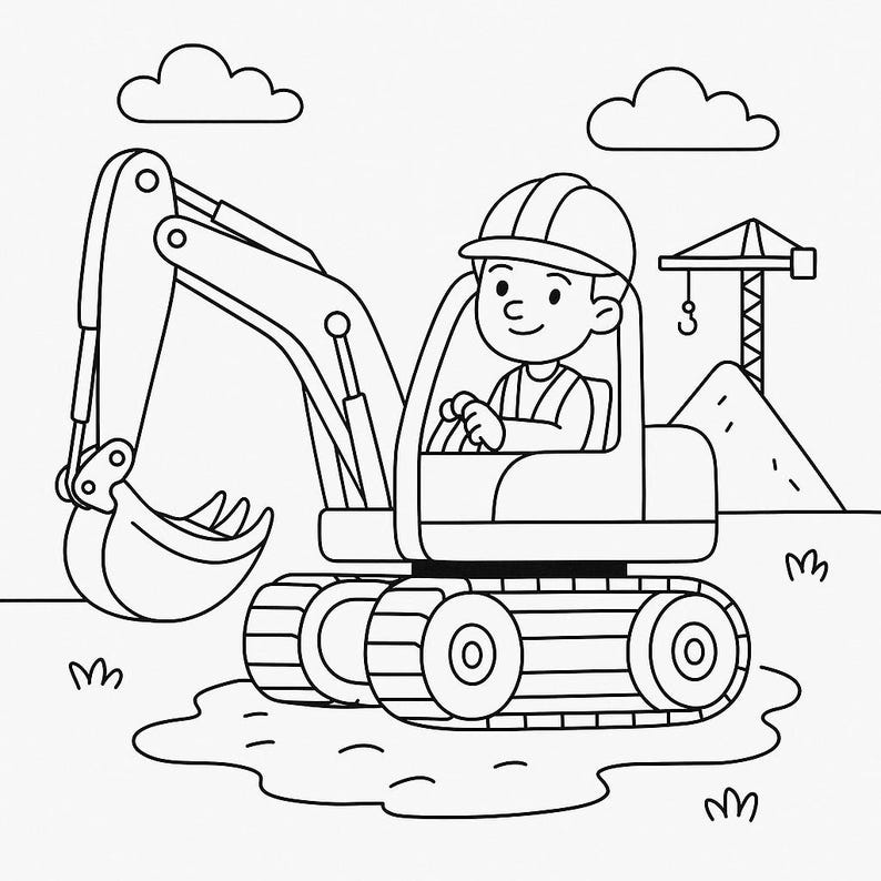 Construction Vehicles Coloring Pages-10 Printable Pages for Kids ...
