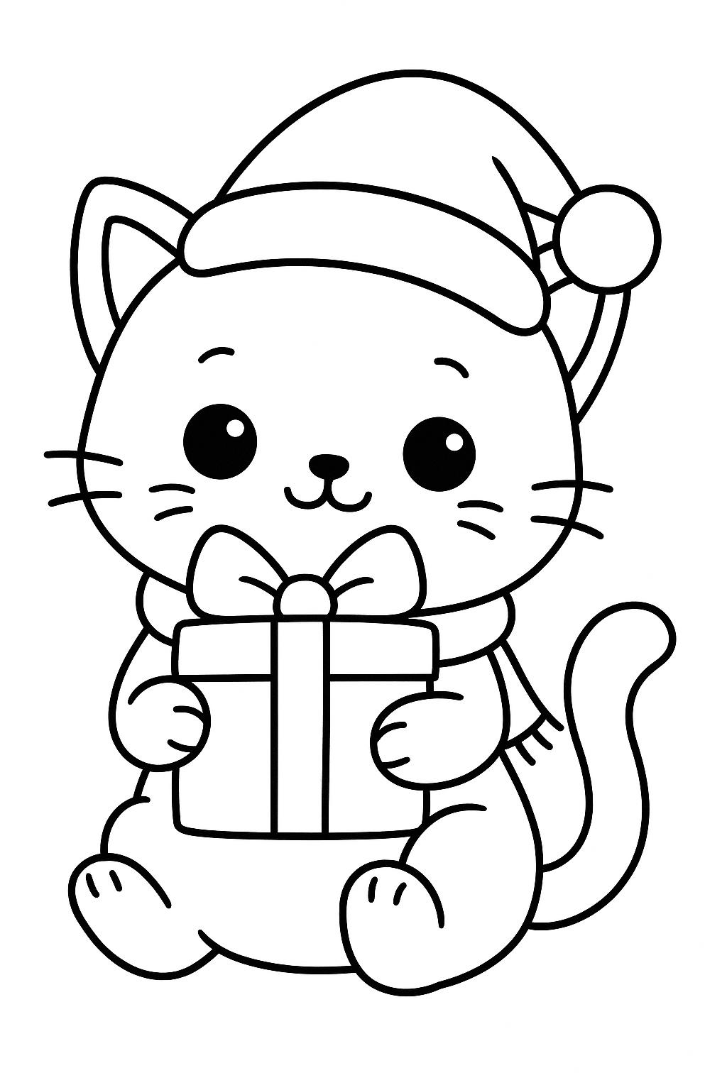 Kawaii Chrismes Cat Coloring Pages- Printable- Christmas Gifs&tree-kids ...