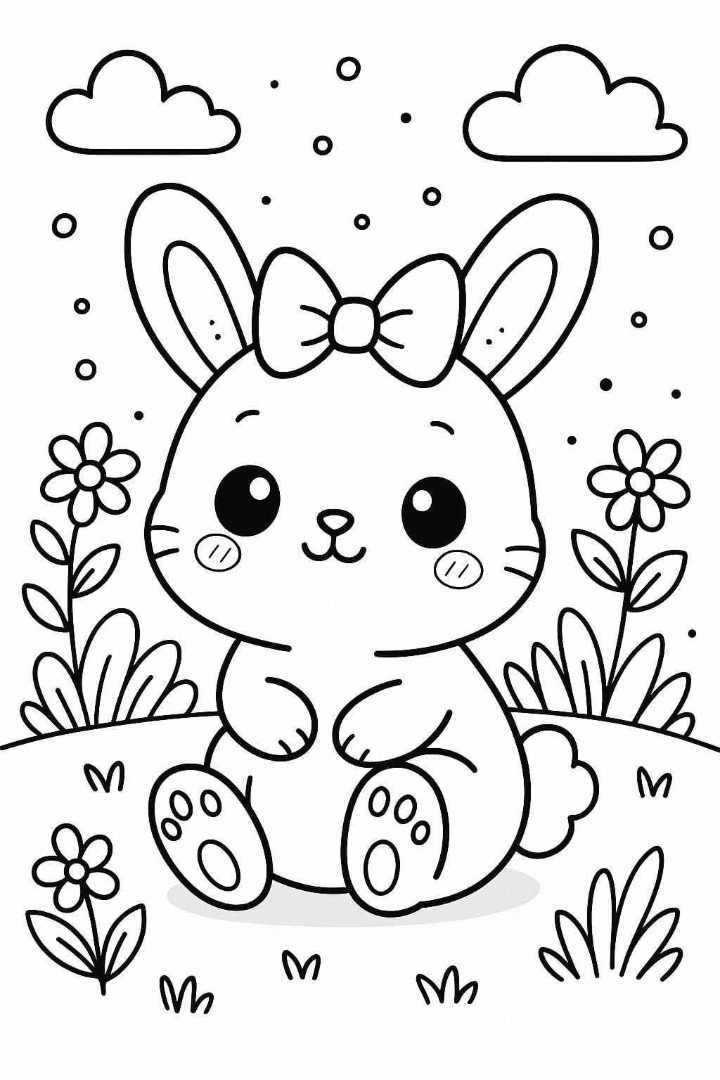 Kawaii Bunny Coloring Pages- Rabbit Coloring Pack for Kids- 10 ...