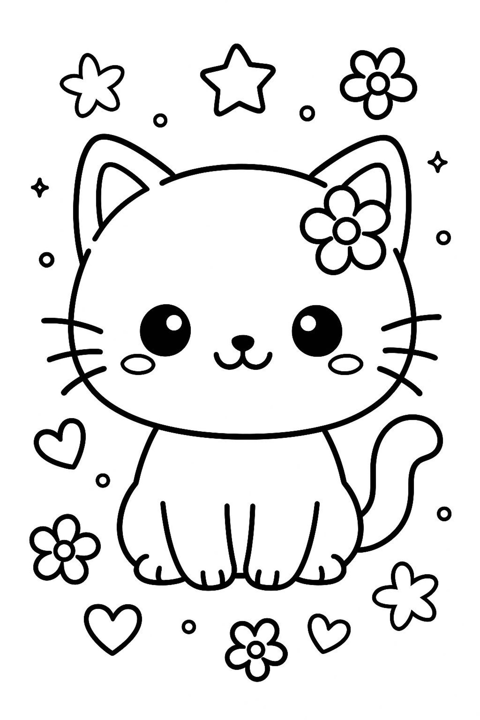 Kawaii Kitten Coloring Pages- Cat Coloring Pack for Kids - 10 Printable ...