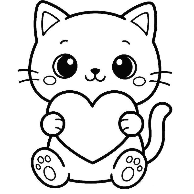 Kawaii Kitten Coloring Pages- Cat Coloring Pack for Kids - 10 Printable ...