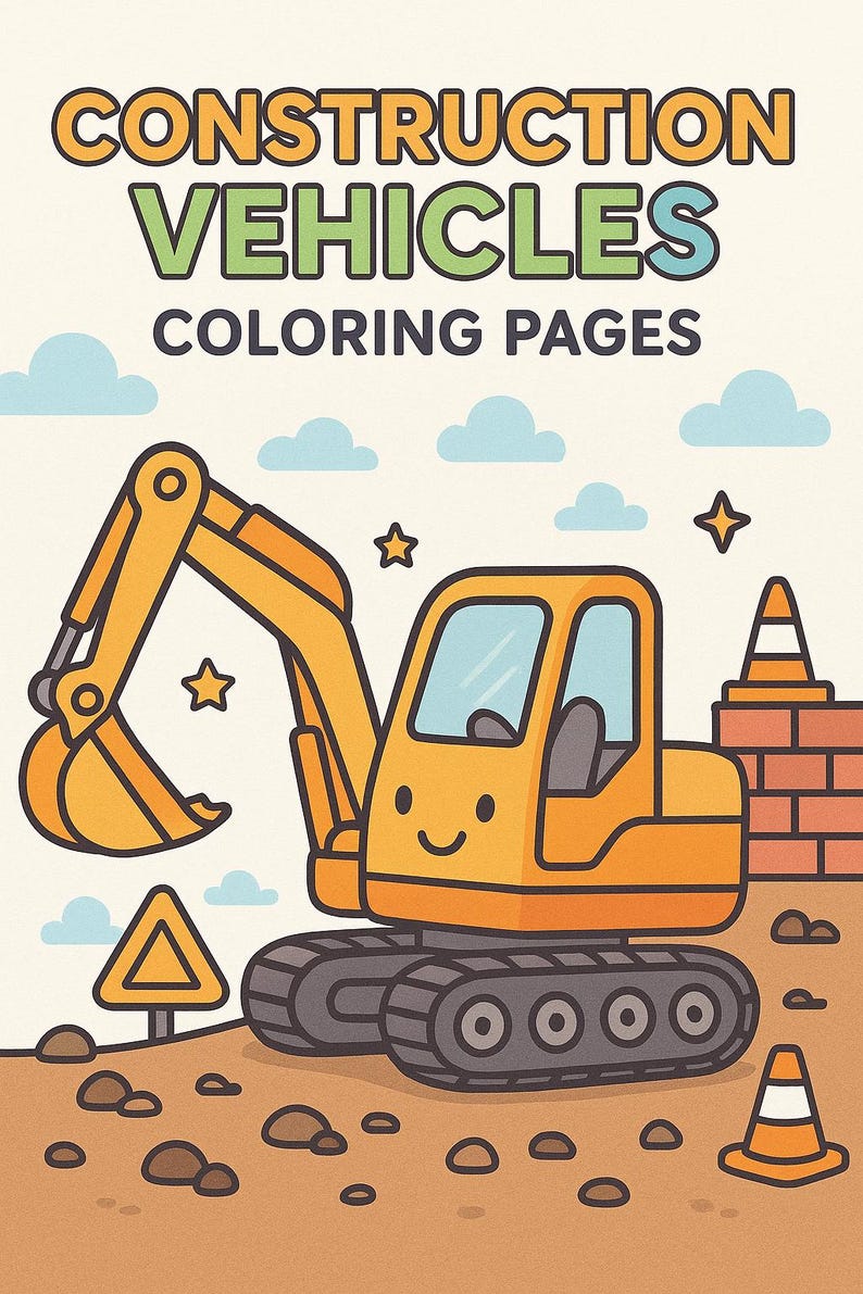Construction Trucks Coloring Pages- 10 Printable Sheets - Etsy