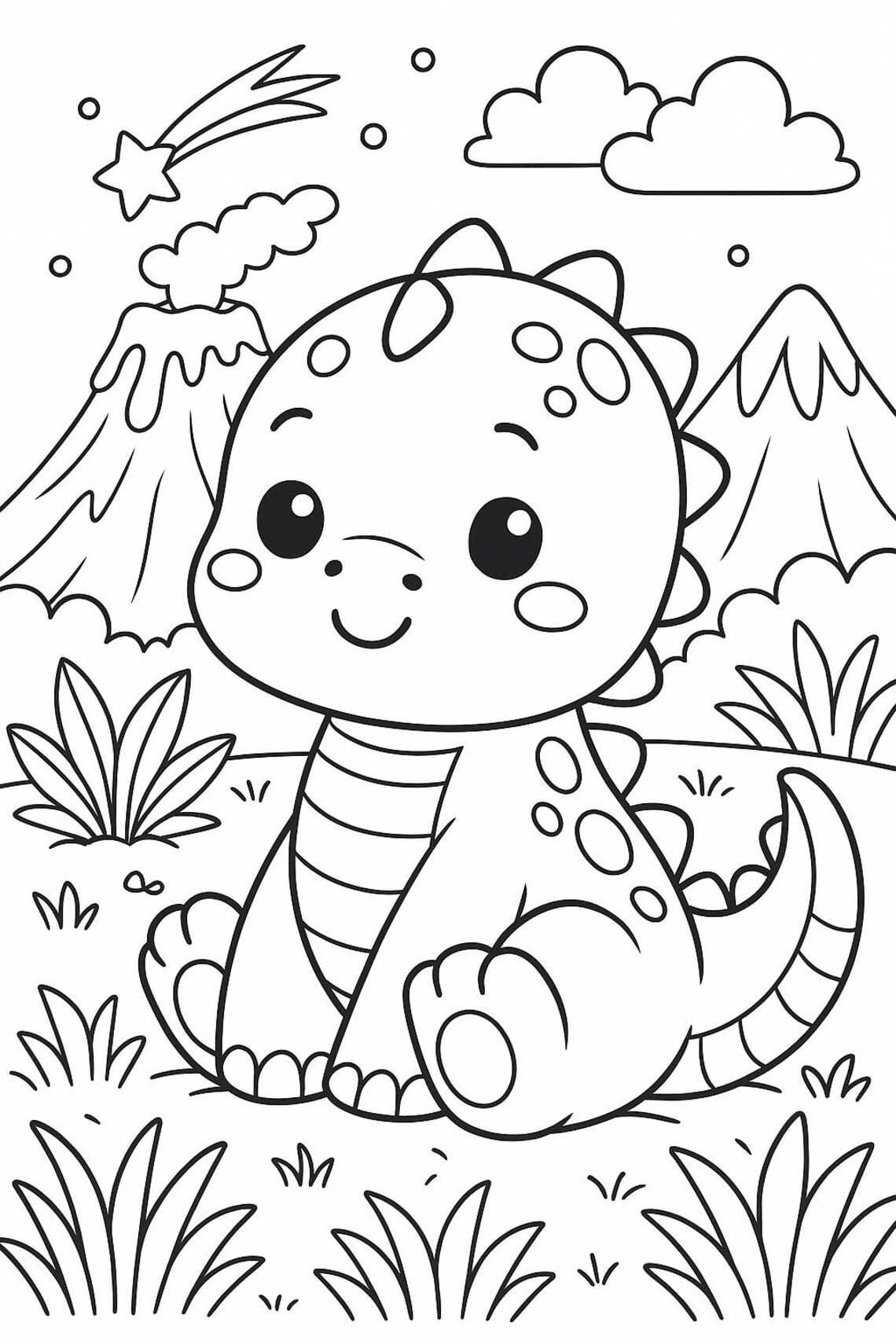 Kawaii Dinosaur Coloring Pages-10 Adorable Dinosaur Pack for Kids ...