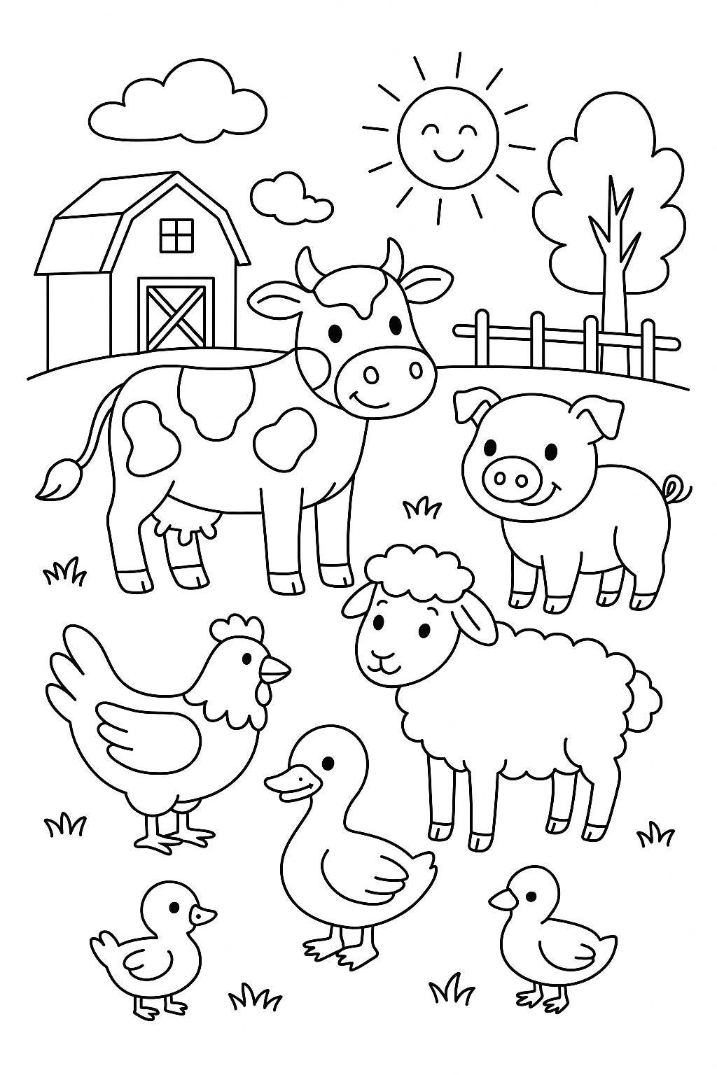 Farm Animals Coloring Pages- 10 Printable Pages for Kids- Instant ...
