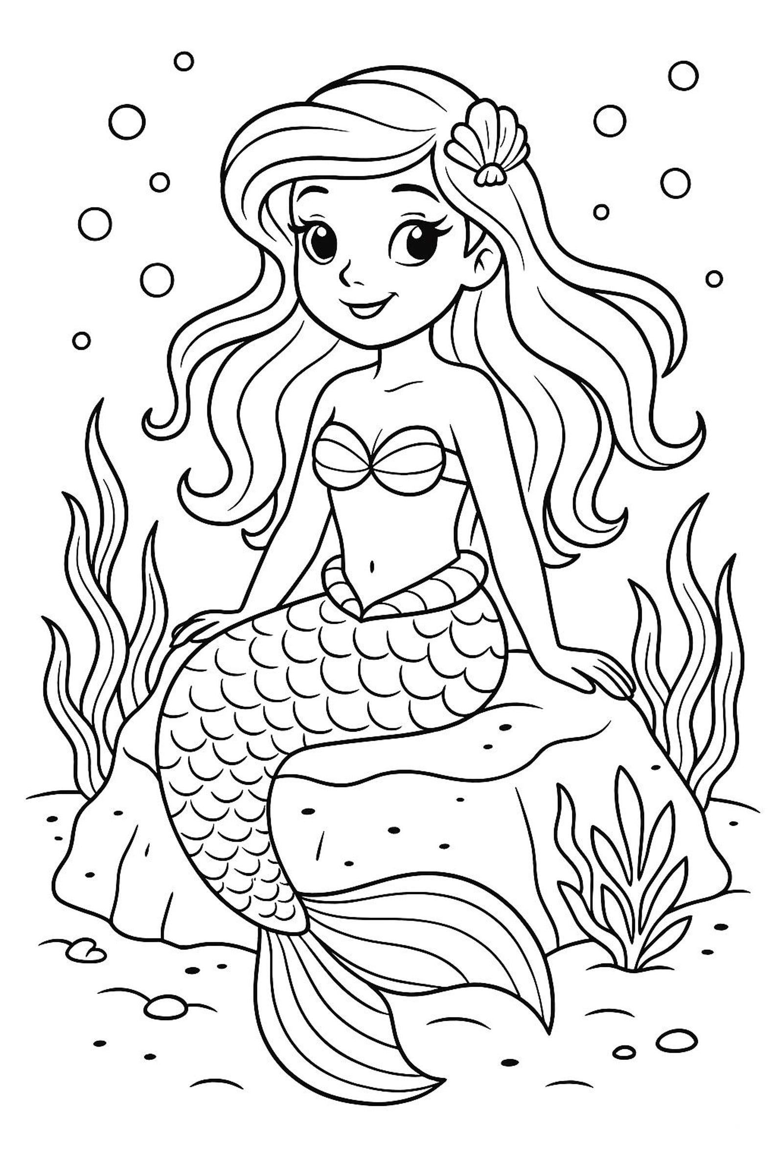 Kawaii Mermaid Coloring Pages- 10 Mermaids Printable Pack for Kids ...