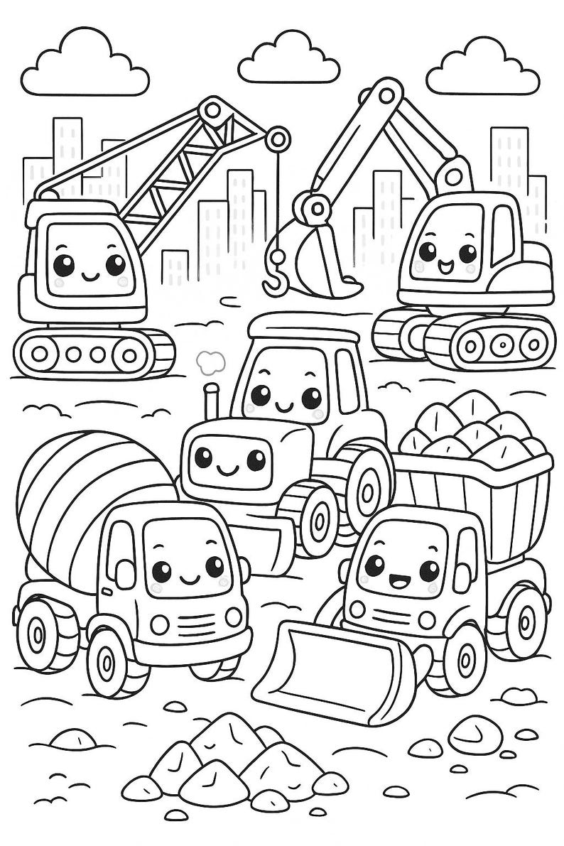 Construction Vehicles Coloring Pages - 10 Printable Construction Trucks ...