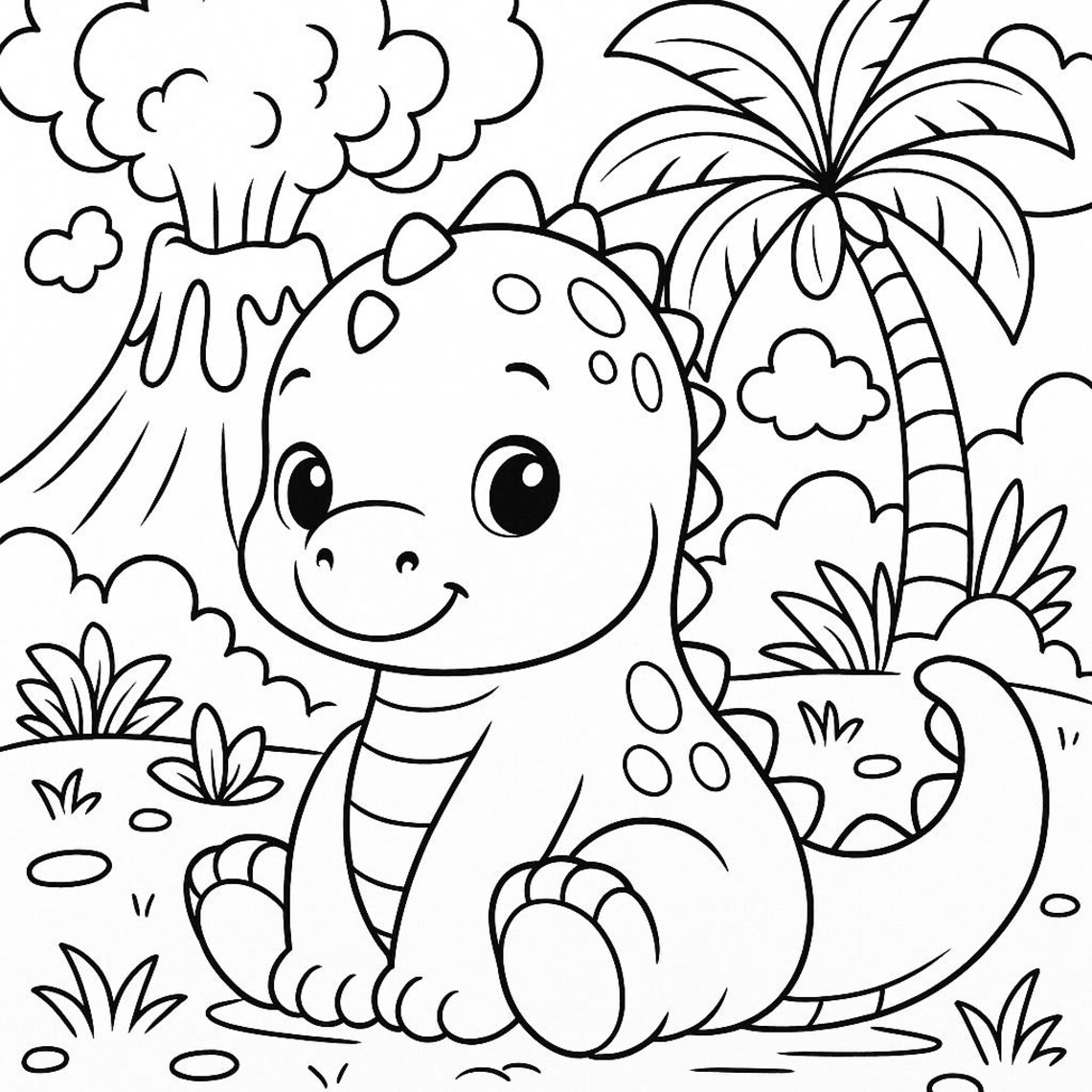 Kawaii Dinosaur Coloring Pages-10 Adorable Dinosaur Pack for Kids ...