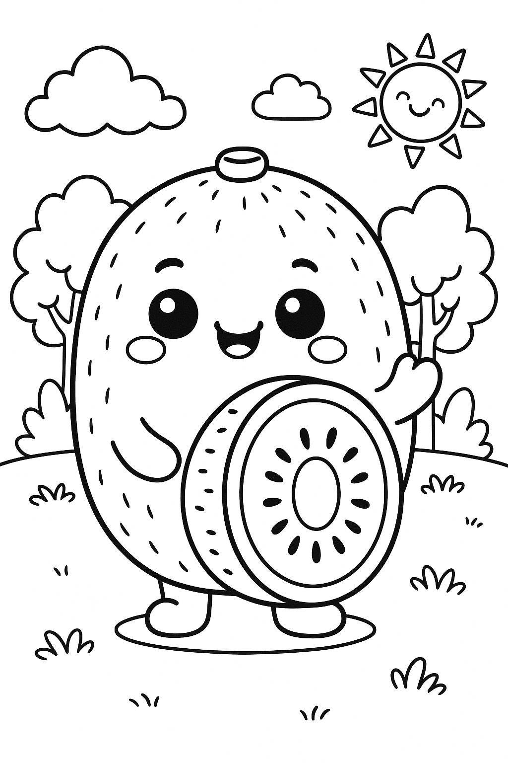 Kawaii Fruits Coloring Pages- 10 Printable Pages for Kids -instant ...