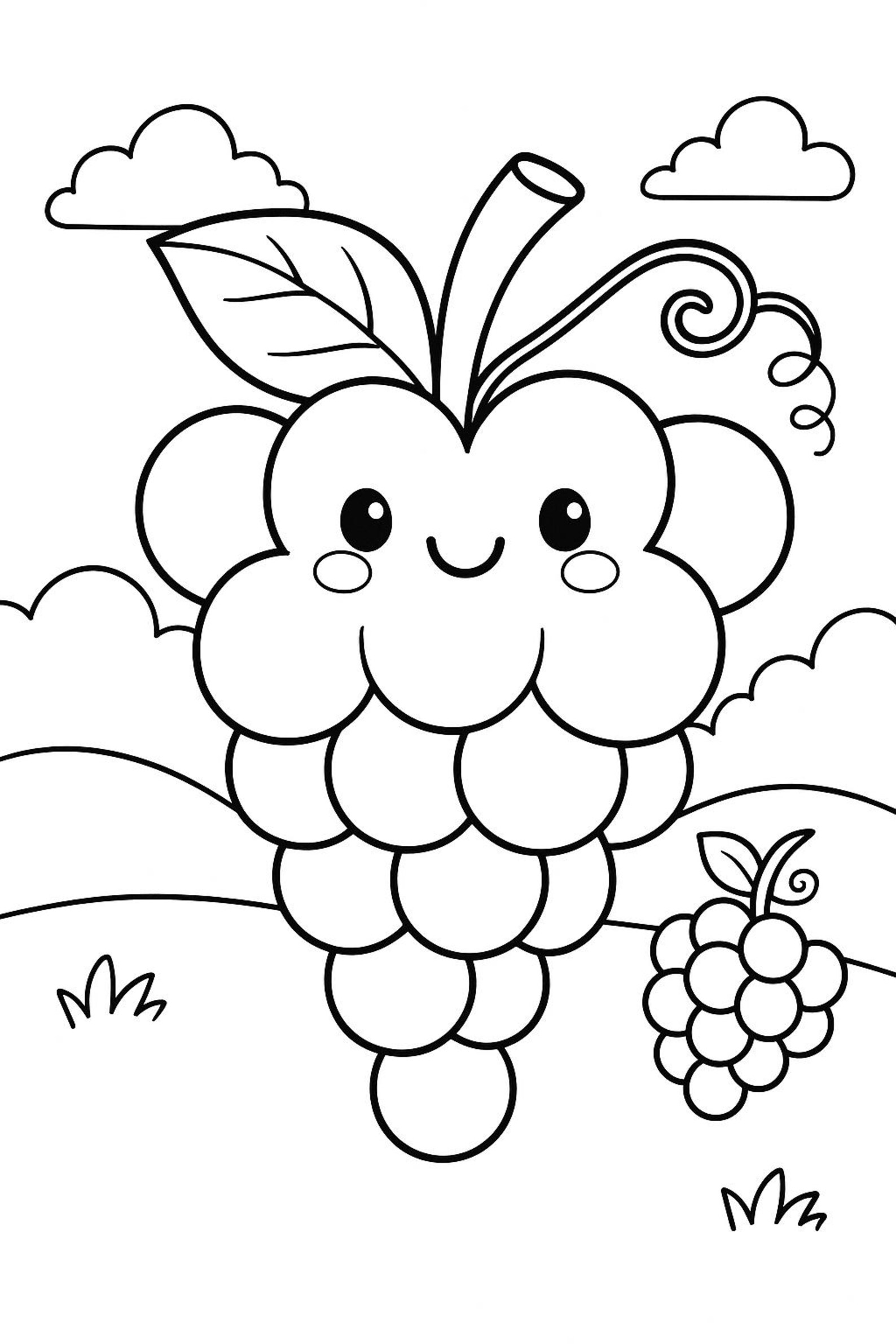 Kawaii Fruits Coloring Pages- 10 Printable Pages for Kids -instant ...