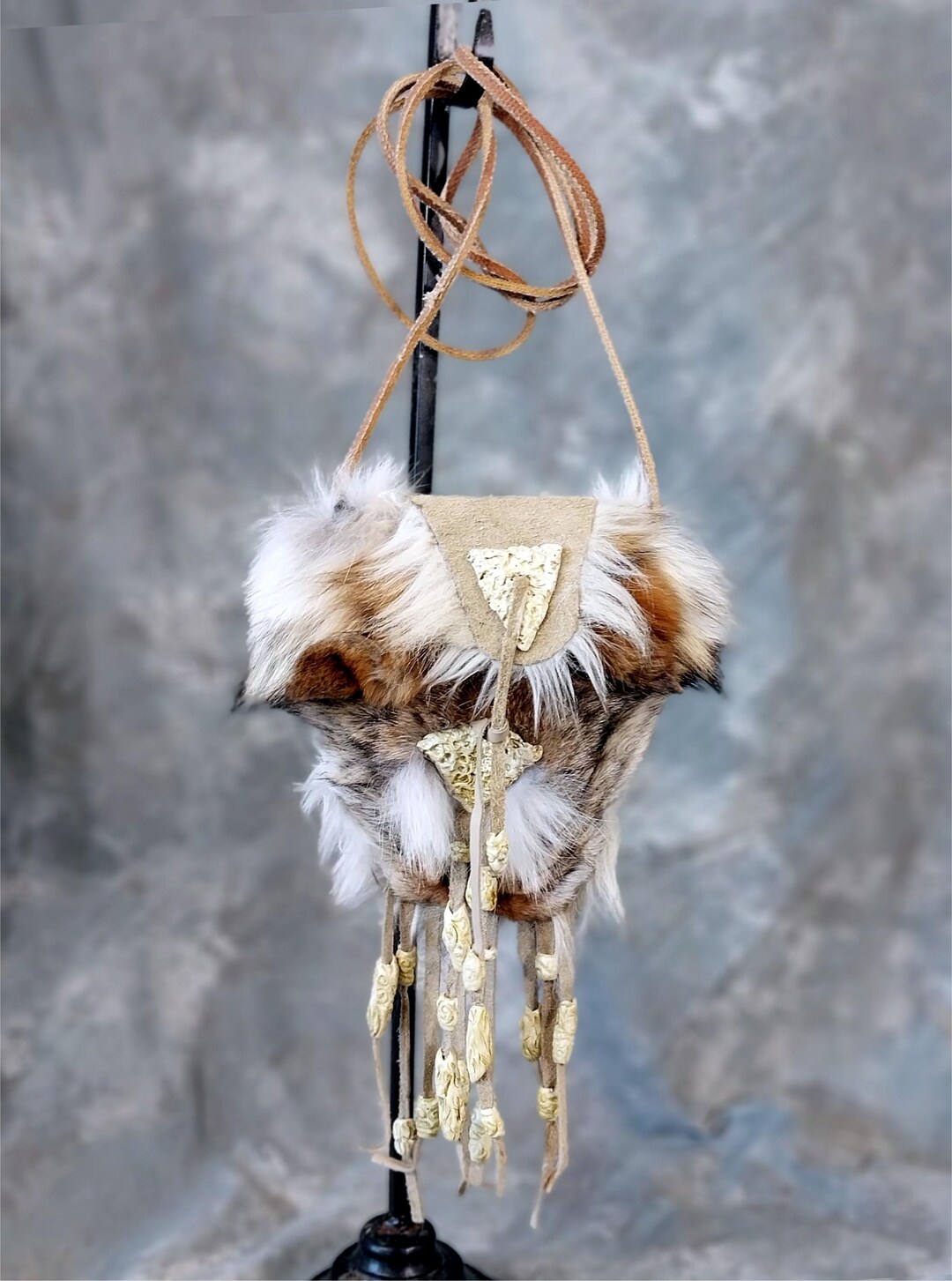 Real Coyote Pelt& Leatherviking Pouch Bag Purse, Medieval Renaissance ...
