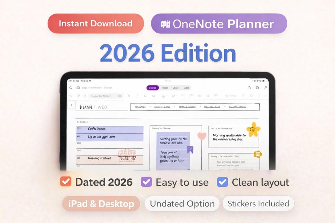 Onenote Digital Planner 2026 Dated | Soft Pastel Planner | Daily Weekly ...