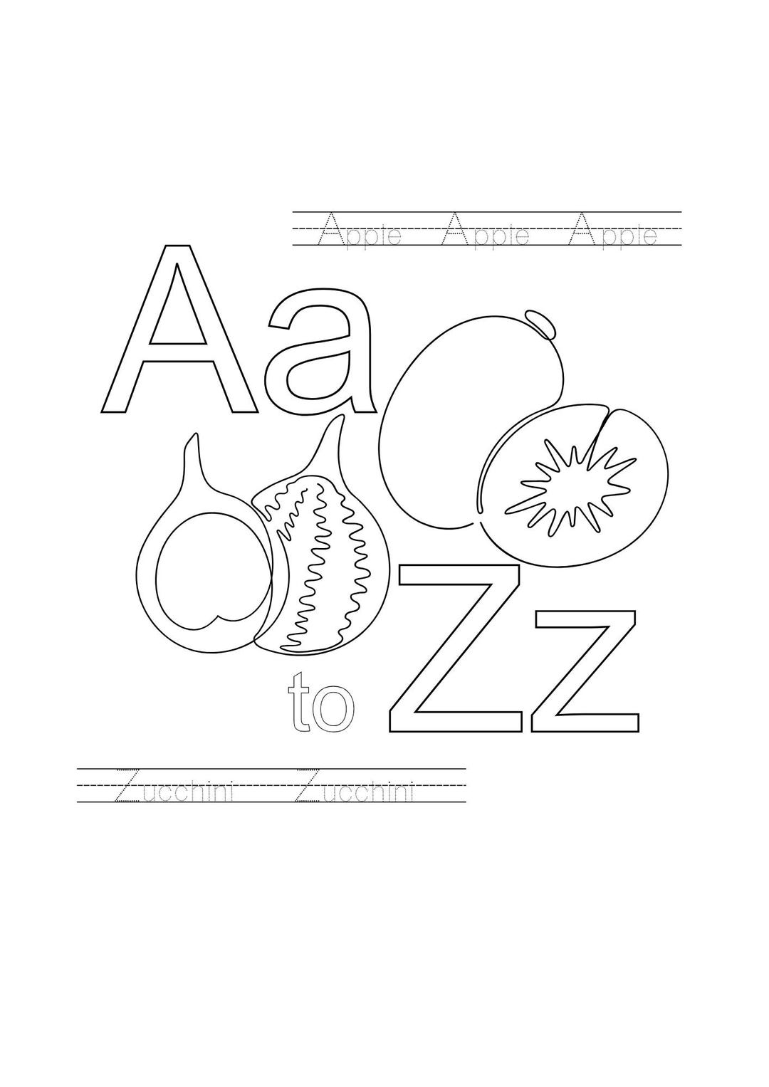 A–Z Alphabet Tracing Worksheets | Fruit and Vegetable Theme , Printable ...