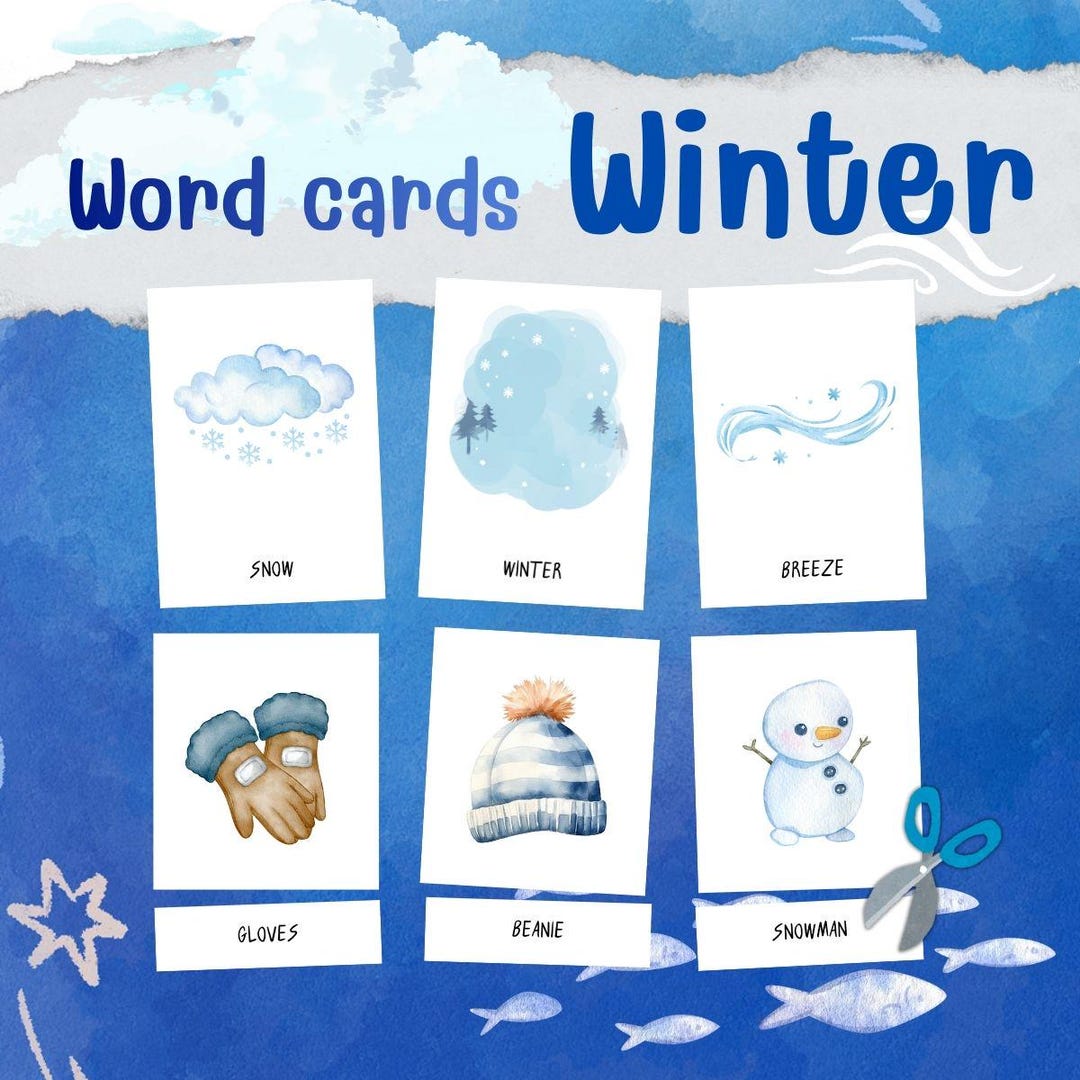 Winter Vocabulary Flashcards for Kids | Matching Game (5 PDF Files) - Etsy