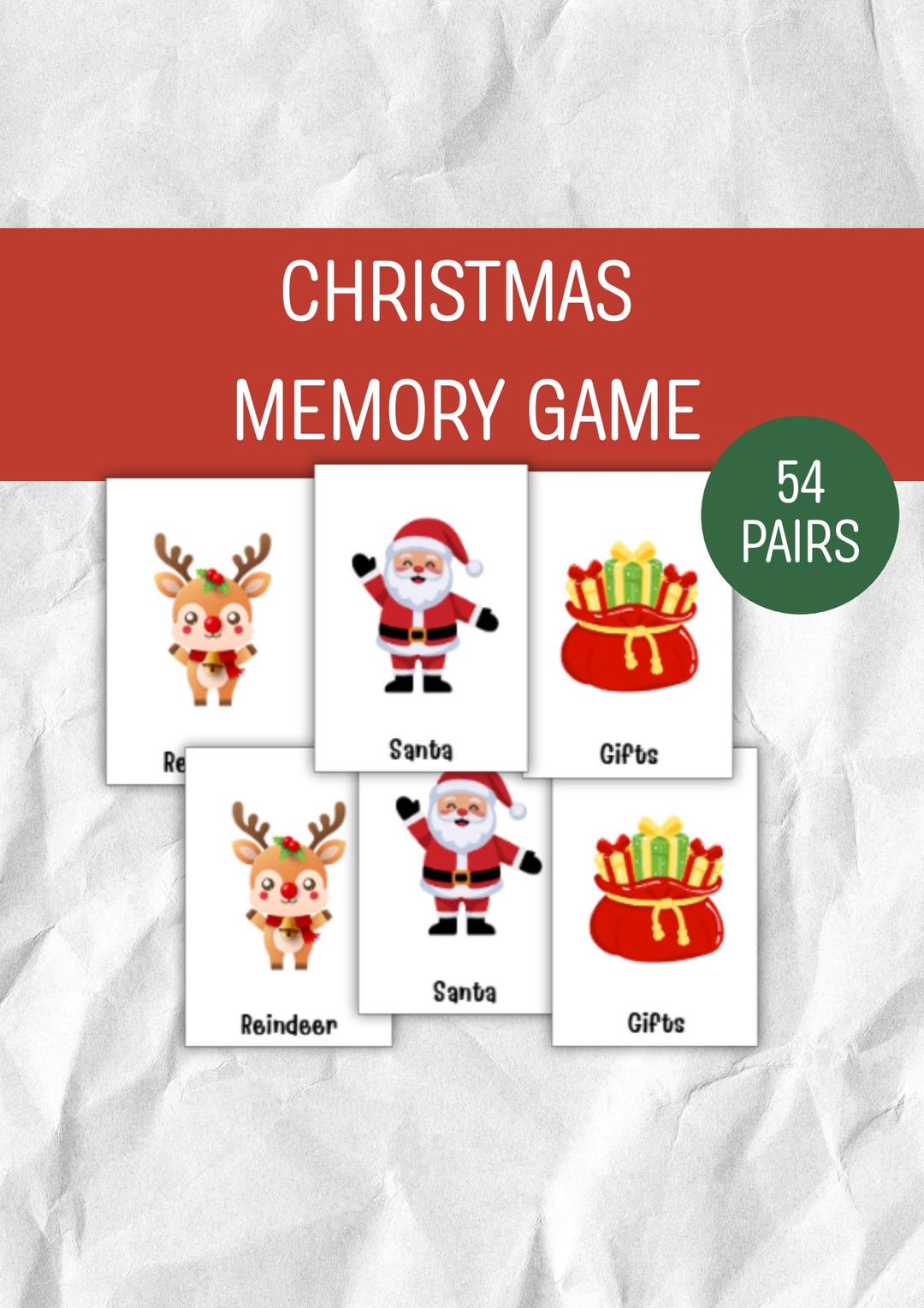 Christmas Matching Card Game for Kids | Holiday Memory Game Printable ...