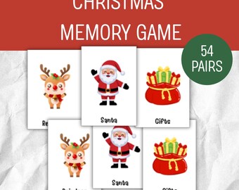 Christmas Matching Card Game for Kids | Holiday Memory Game Printable ...
