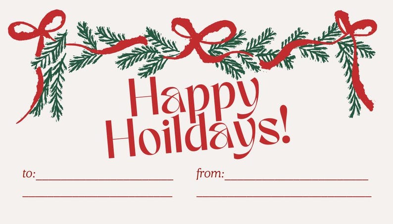 Happy Holidays Gift Tag - Etsy