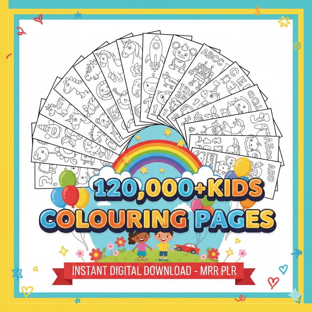 100K+ Coloring Pages Bundle | Kids & Adults, PLR/MRR Rights (digital ...