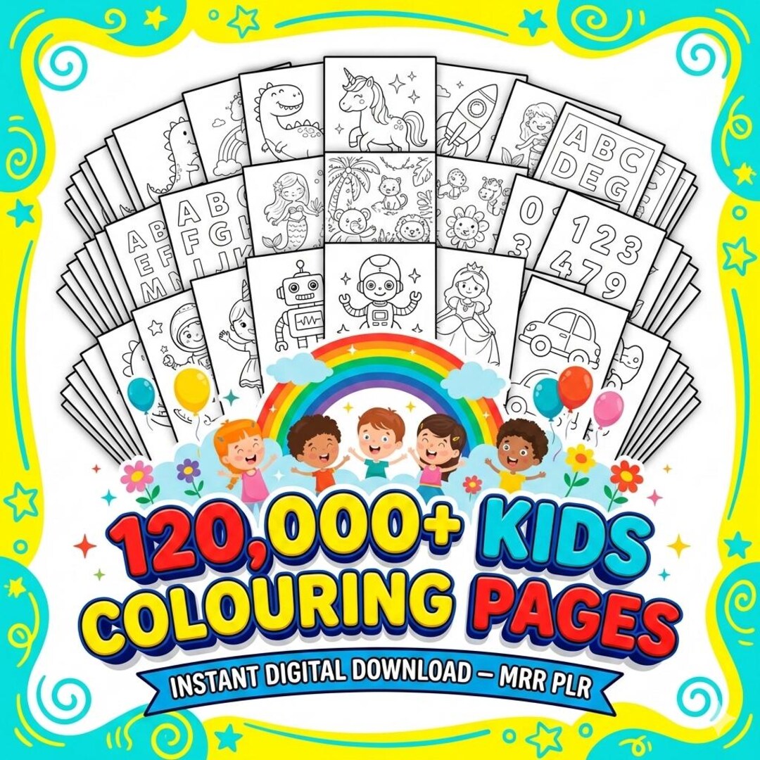 100K+ Coloring Pages Bundle | Kids & Adults, PLR/MRR Rights (digital ...