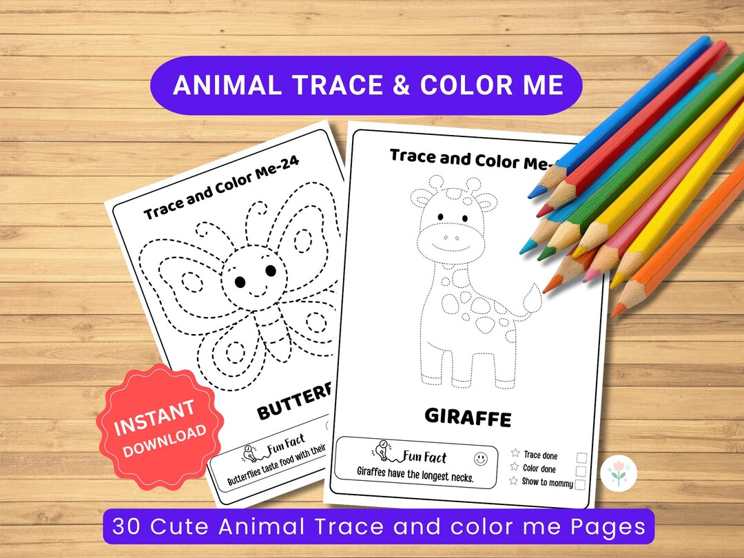 Animal Tracing Coloring Pages | Preschool Fine Motor Skills (PDF) - Etsy