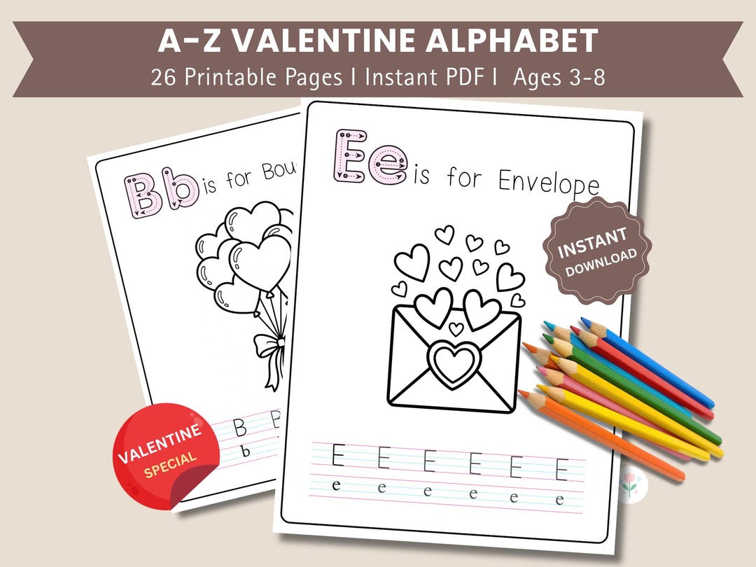 Valentine Alphabet Coloring Pages for Kids | ABC Letter Tracing ...