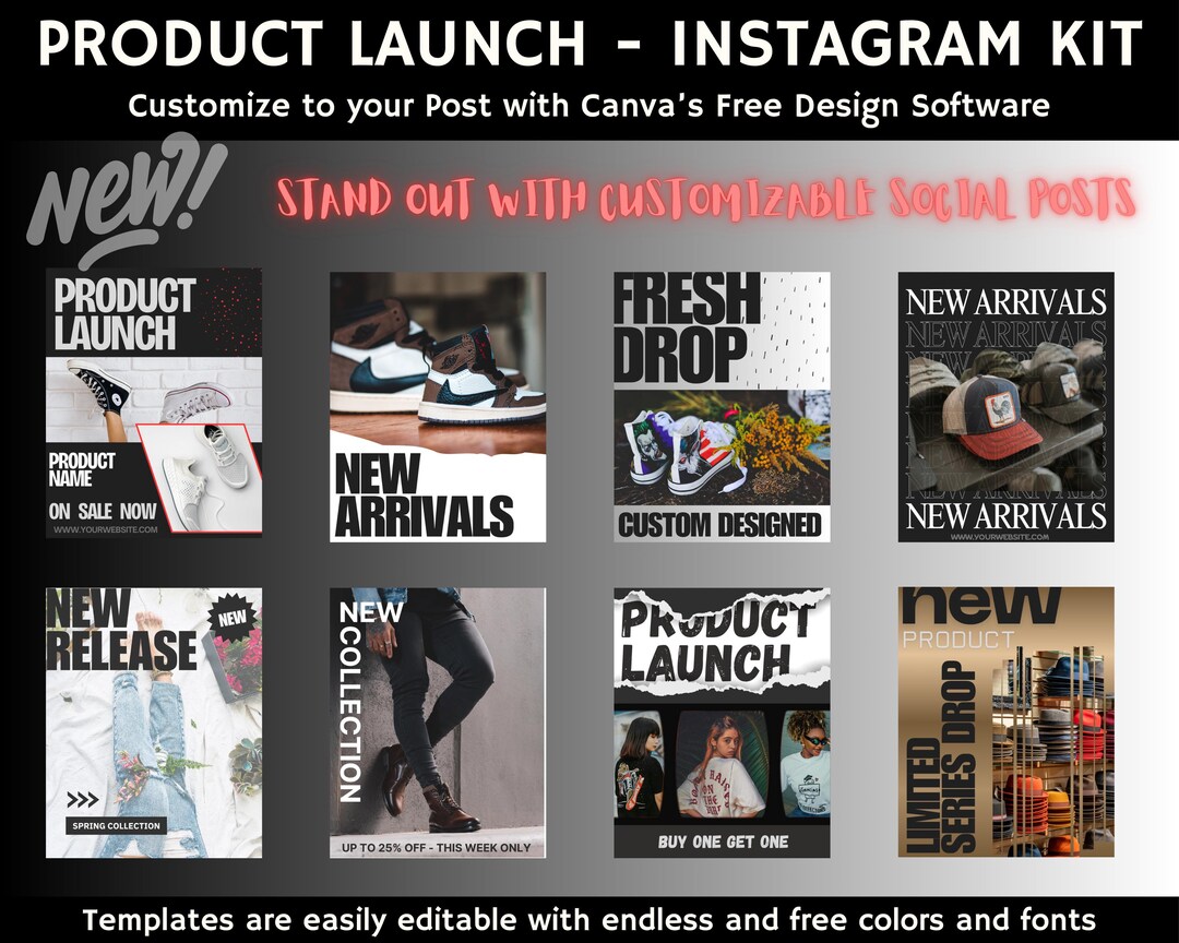 Editable Social Post Templates Canva (new Product Launch) - Customize ...