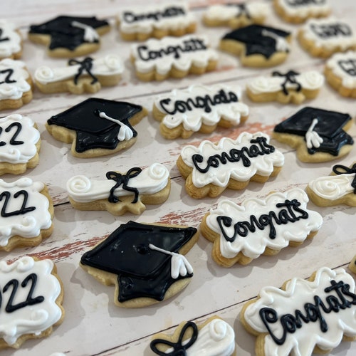 Mini Graduation Cookies Cap and Diploma Cookies 2 1/2 - Etsy